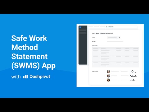 Using Dashpivot for Safe Work Method Statements (SWMS)
