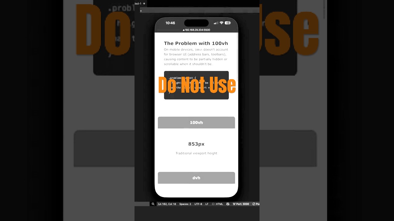 Fix mobile scroll and resize issue | CSS viewport units: dvh, svh, lvh #shorts