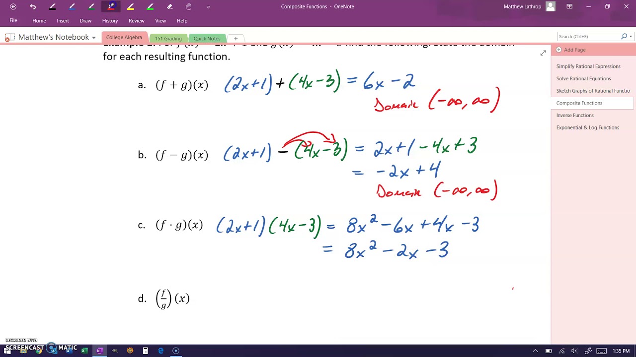 Function Arithmetic - Example 1