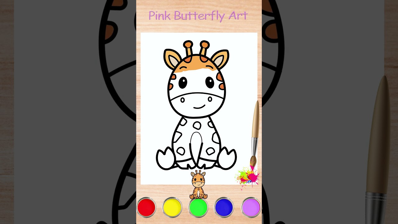 Little Giraffe Drawing, Painting and Coloring for Kids & Toddlers Easy Animal Drawings