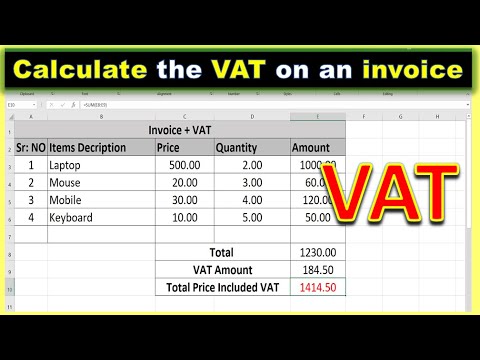 how to calculate the VAT on an invoice | Value added Tax | #VAT #excelformulas