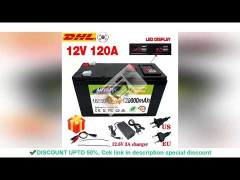 DEAL 2025 Upgraded LiFePO4 Lithium Battery 12V 120Ah Portable Rechargeable Battery Built-in 5V 2.1A