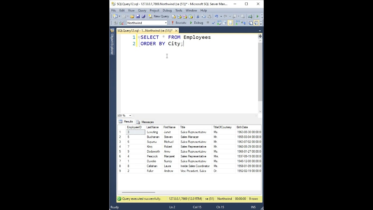 Sorting Data with ORDER BY (ascending and descending) in SQL Server