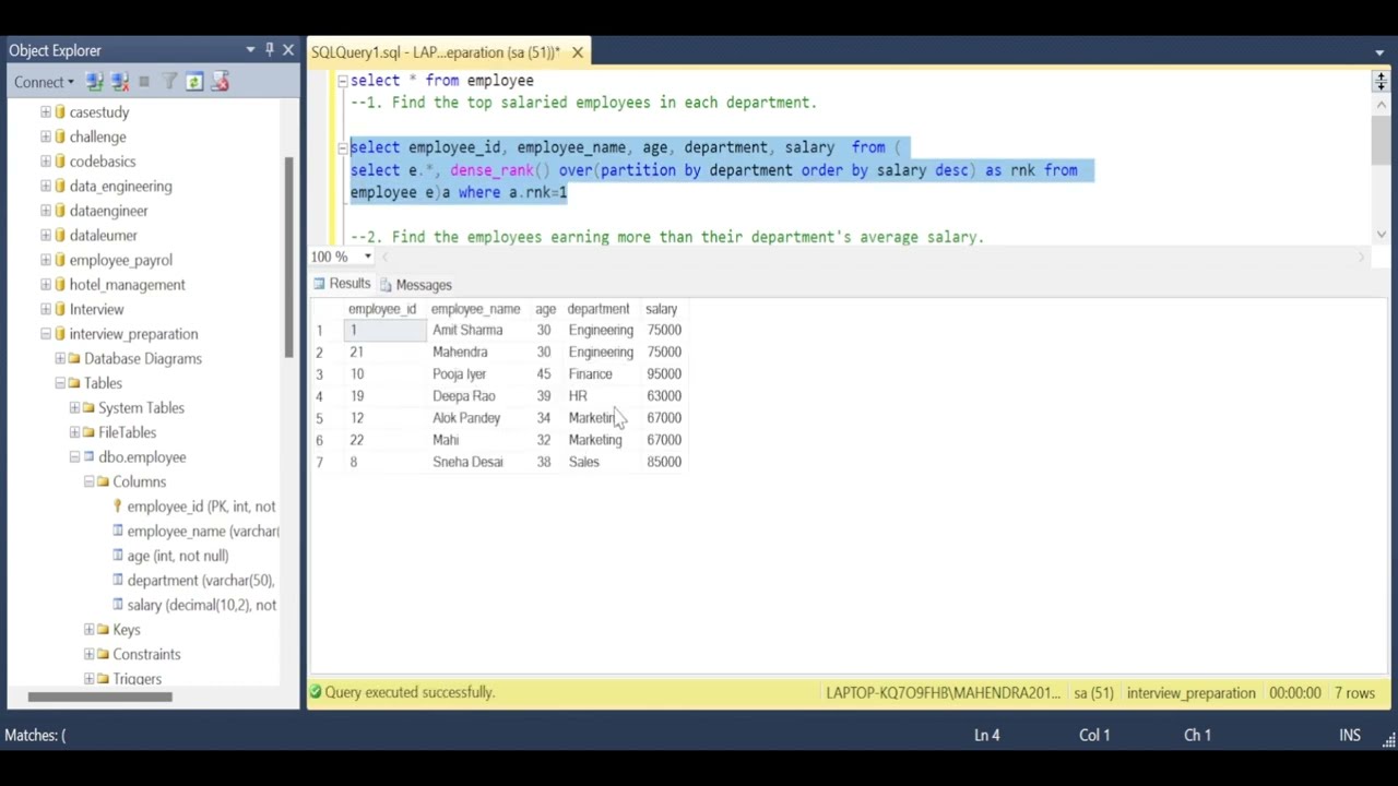 SQL Interview Question - Solution | Data Analyst | Data Engineer (Part -I) #sql #data analyst