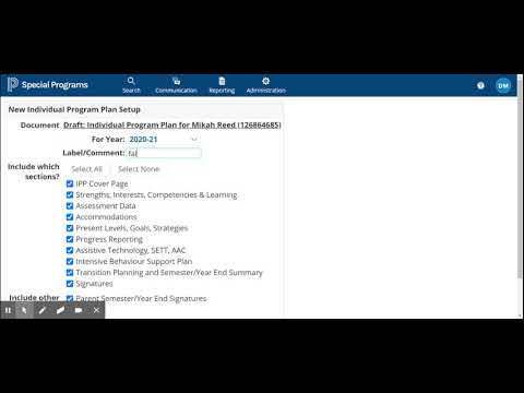 Create NEW IPP for current school year
