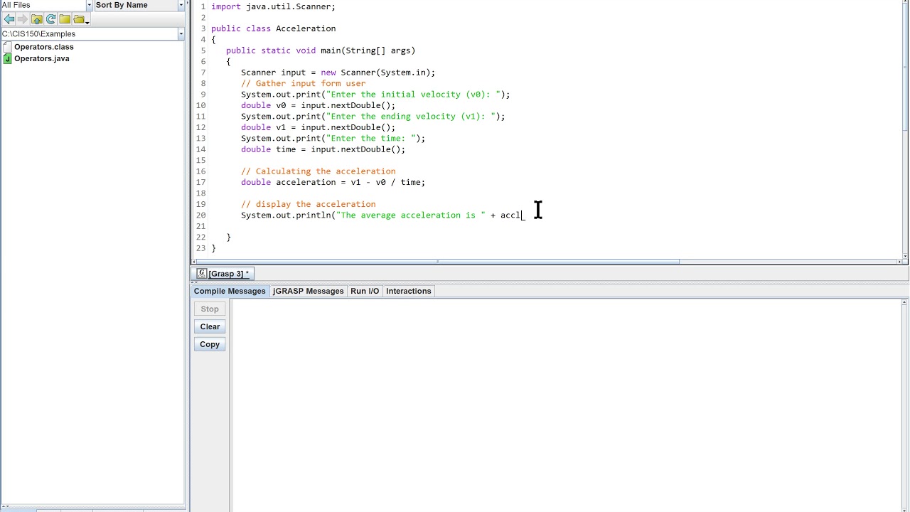 Java CalculateAcceleration