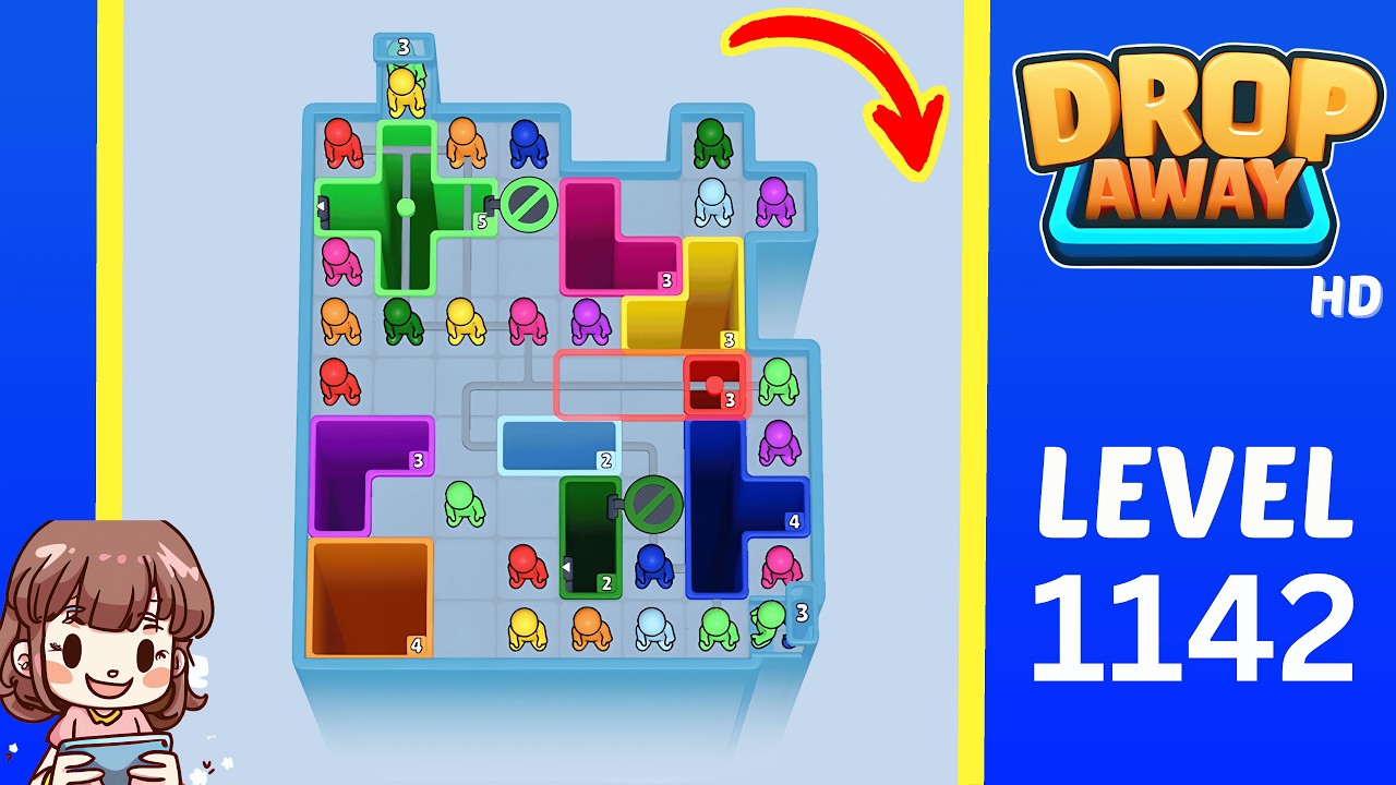 Drop Away Level 1142 Solution Walkthrough
