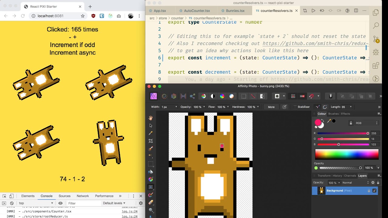 React+PIXI+HMR (hot module replacement) work in progress
