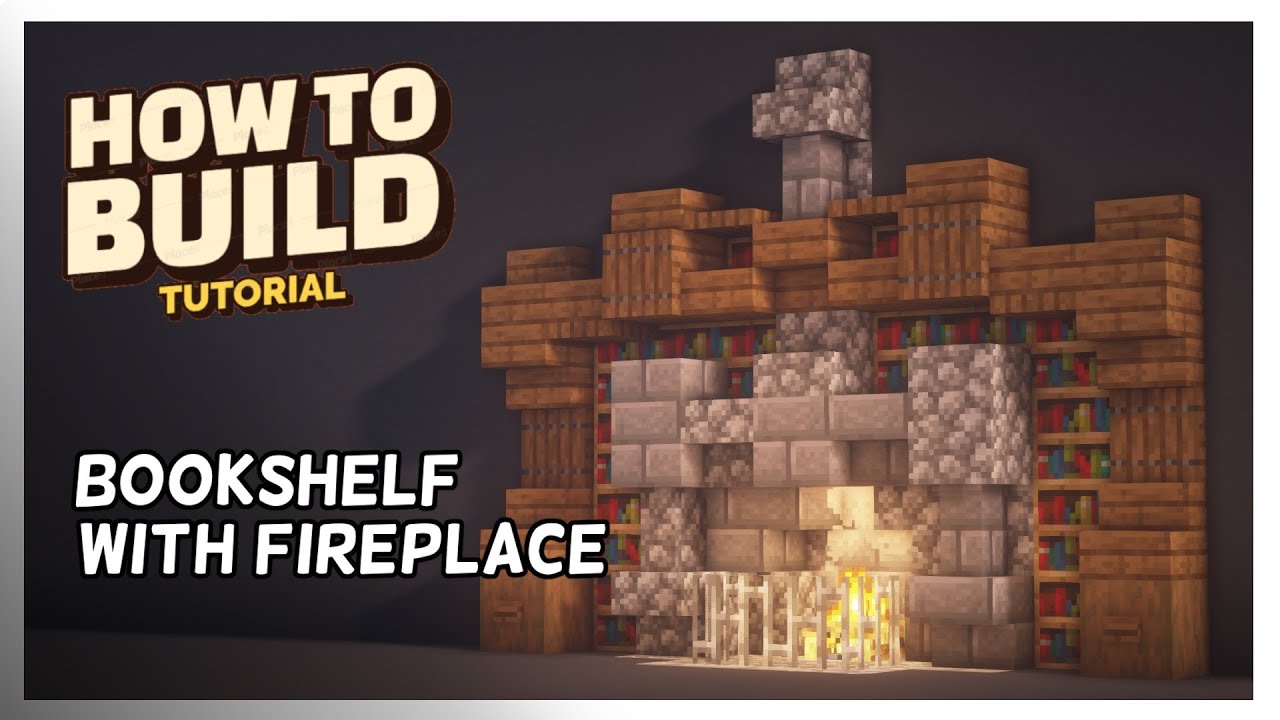 Bookshelf with fireplace | Minecraft | How to build