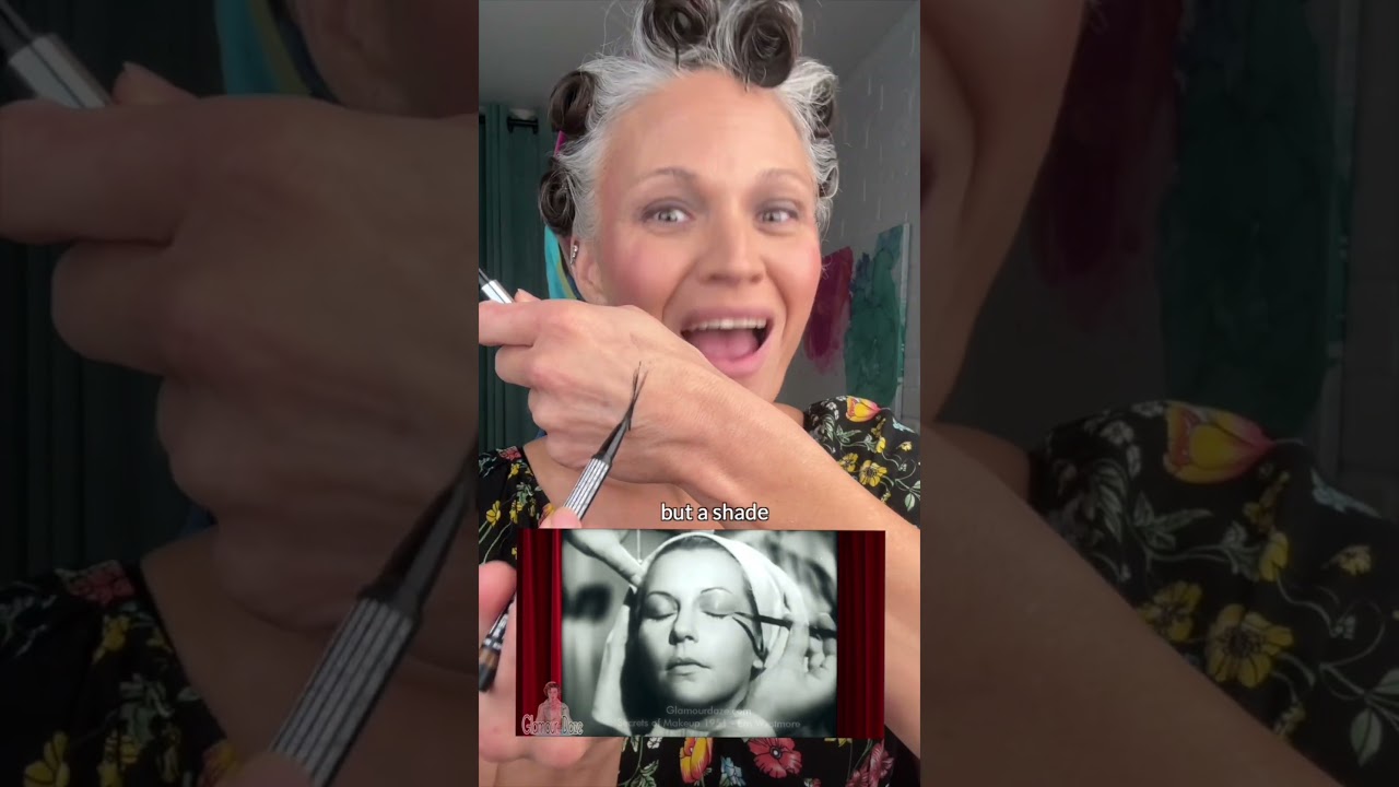 Following a 1950s makeup tutorial