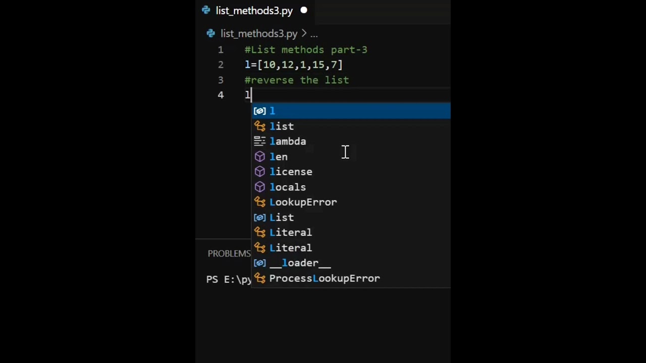 list methods part-3 #python #coding #shorts