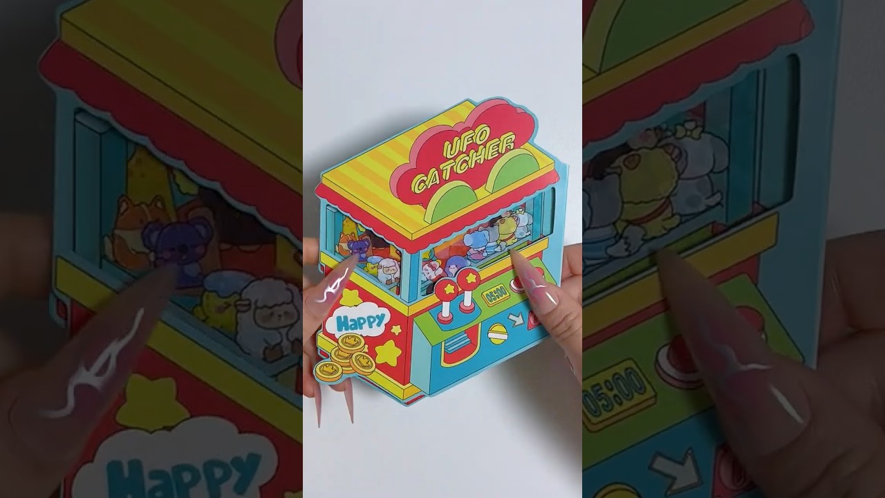 My UFO Character Claw Machine! 🛸 2.5D Deco Scene Sticker ASMR #diysticker #oddlysatisfying