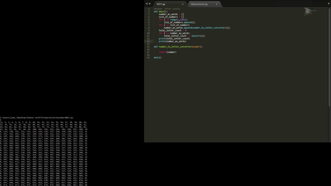 Python Beginner tutorial series using project Euler #17 - Number Letter Counts