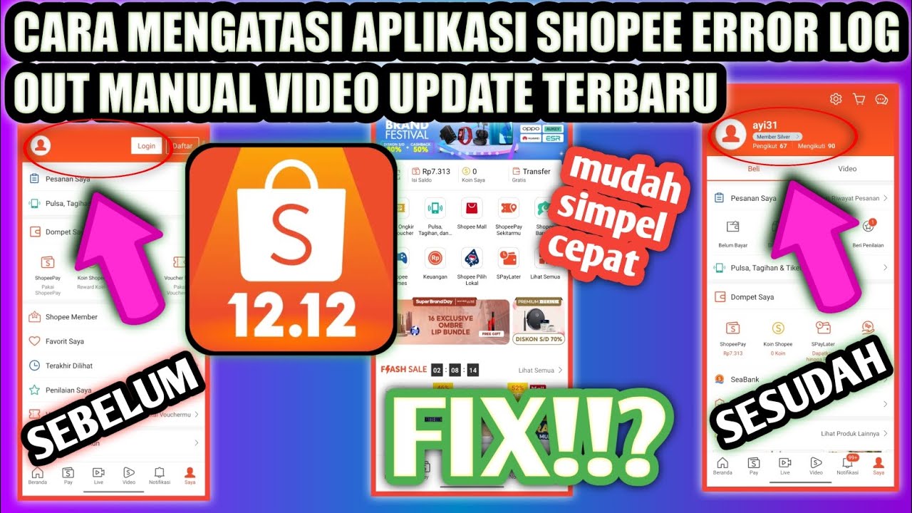 Update! Cara Mengatasi Aplikasi Shopee Error Log Out Manual