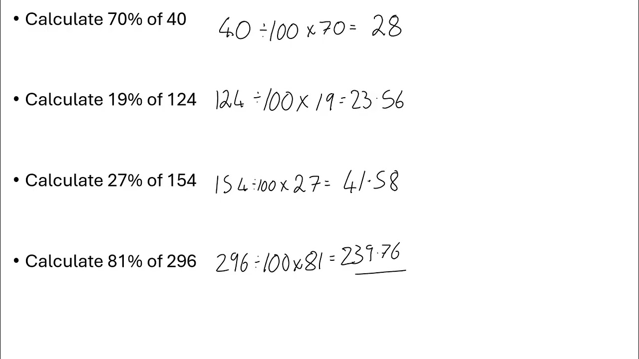Revision - Calculator Percentages