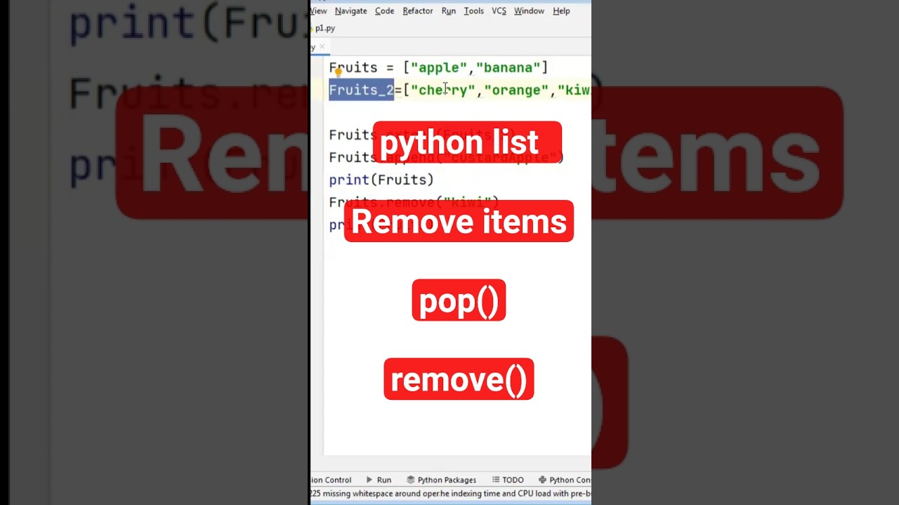 python list  remove items using pop() remove()