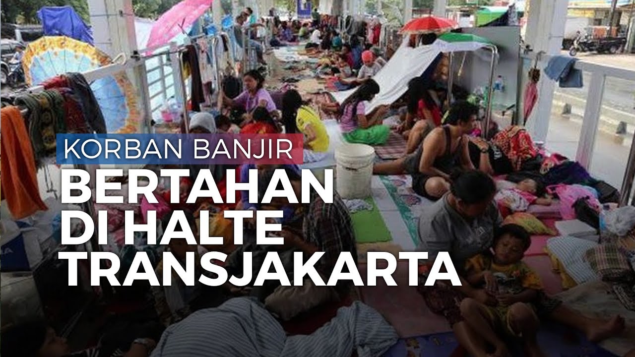 Warga Rawa Buaya Mengungsi di Halte Transjakarta akibat Banjir - Tribun ...