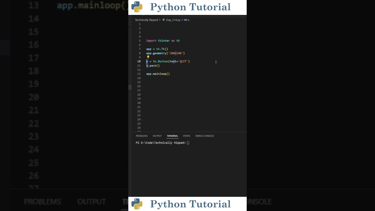 How To Create Quit Button In Tkinter | Python Tutorial