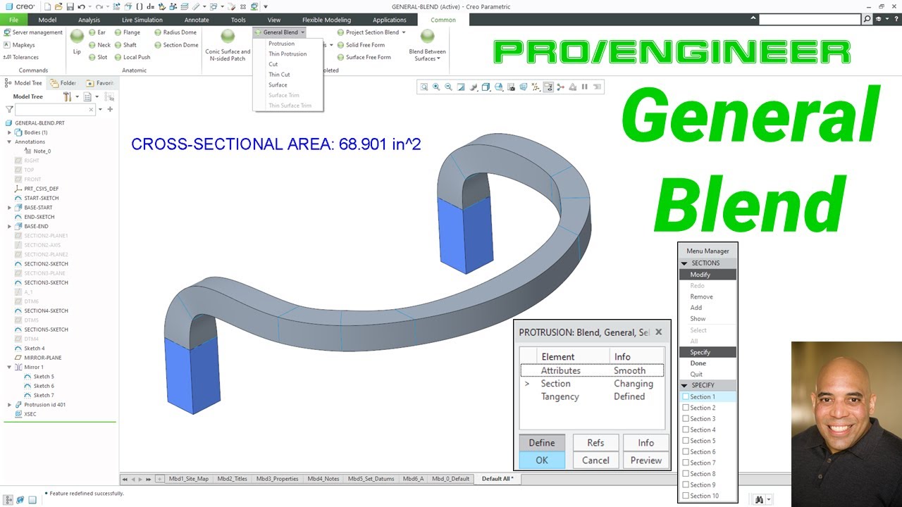Creo Parametric - General Blend | Pro/ENGINEER Obsolete Features