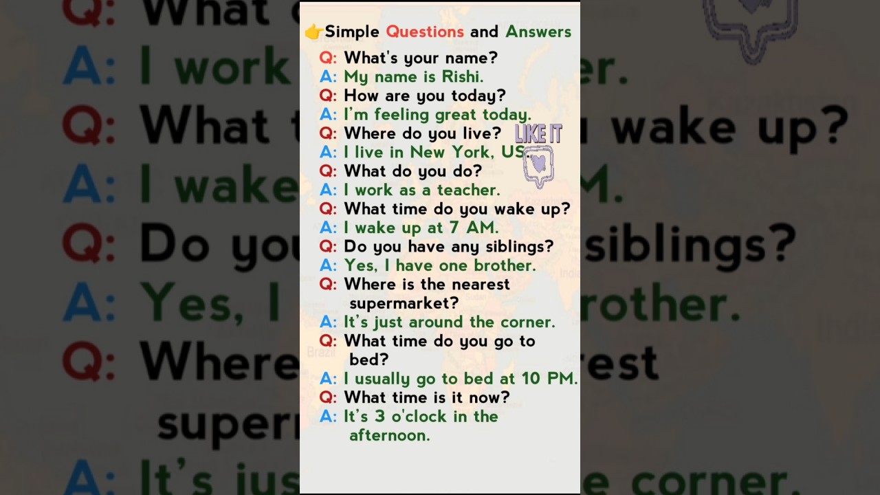 Simple Questions and Answers #learnenglish #english