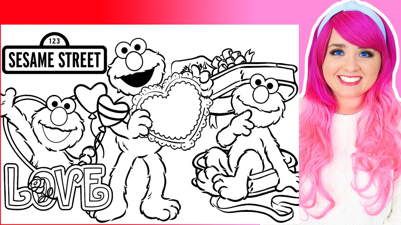 Coloring Elmo Valentine's Day Coloring Pages | Sesame Street Coloring Videos | Prismacolor Markers