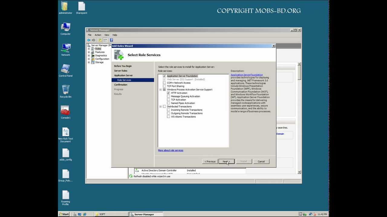 Microsoft Windows Server 2008 Application Server Installation