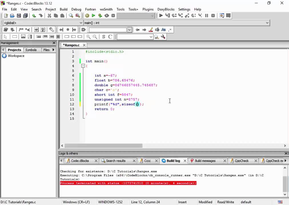 C Tutorial 4 - Data Types and Variables