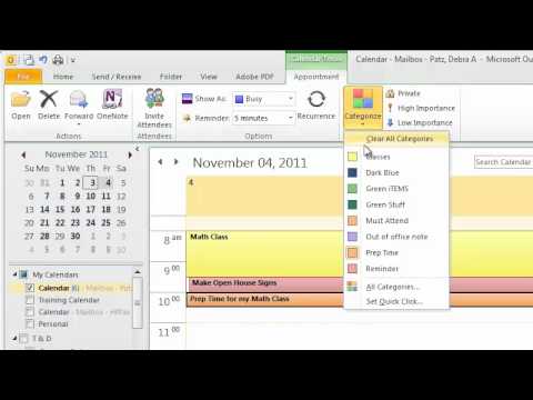 Using Colors in the Outlook Calendar