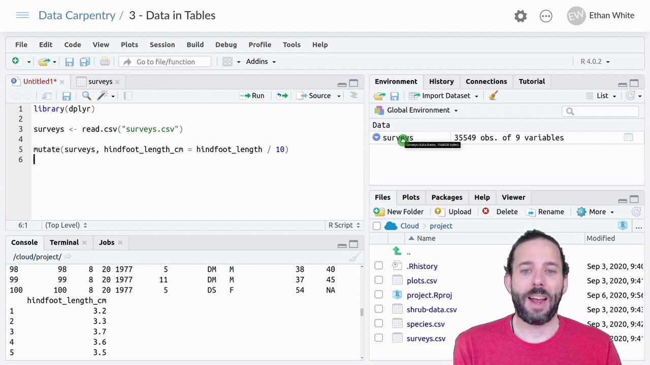 Adding columns to a data frame using the mutate function in dplyr