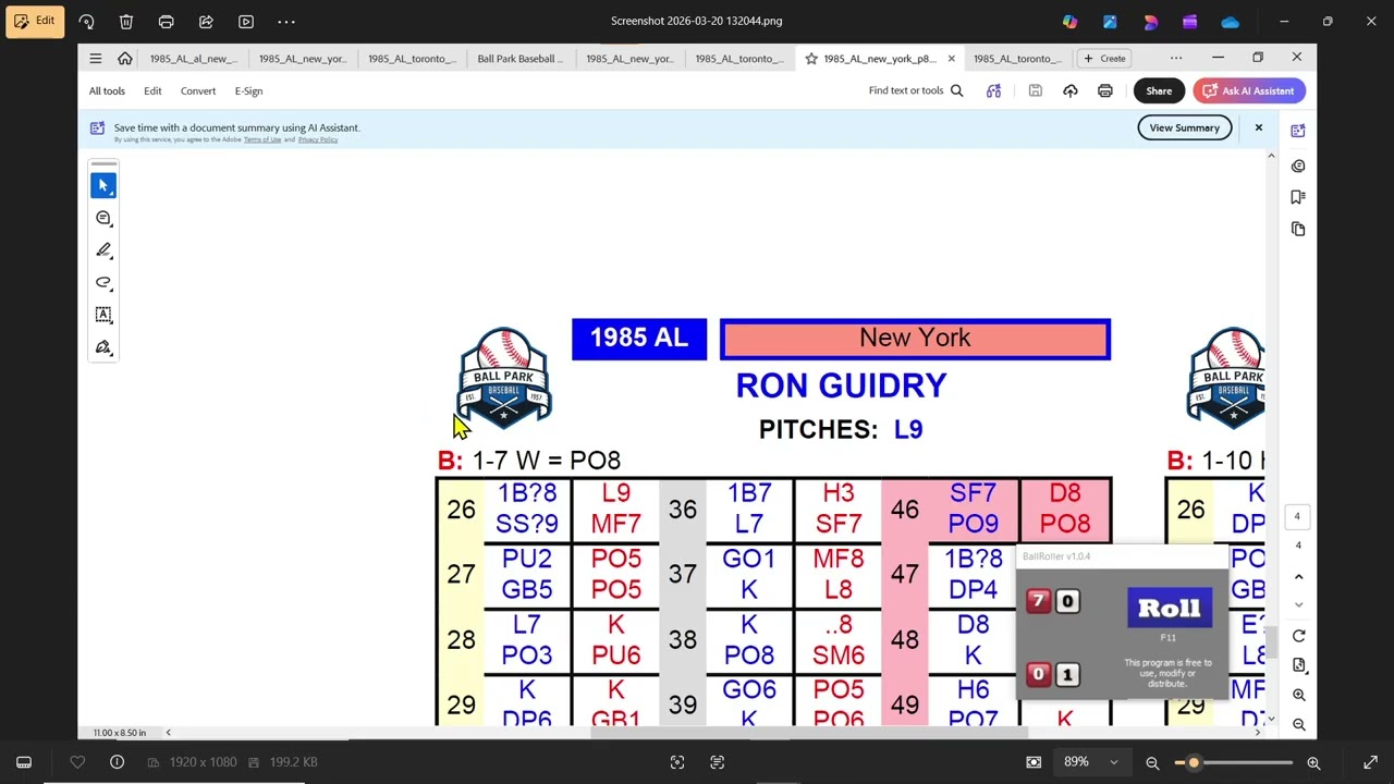 Ball Park Baseball - How Pitcher/Batter Control Numbers Work
