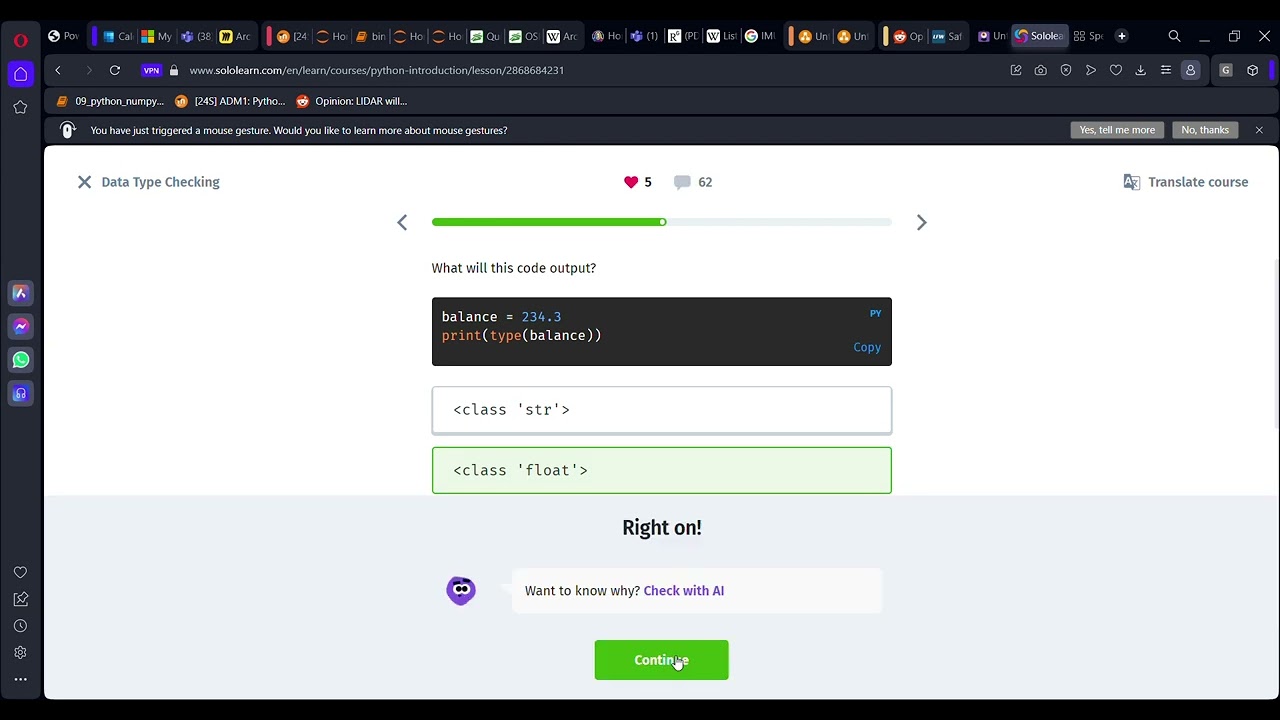 18 Data Type Checking | Introduction to Python | Sololearn