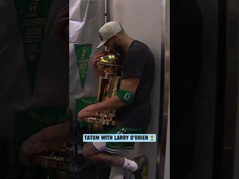Jayson Tatum taking in being an NBA champion 🏆