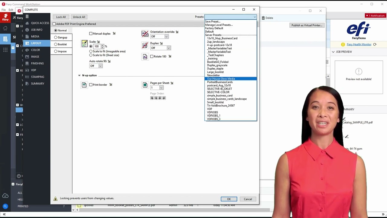 Selective settings presets - Fiery Command WorkStation 6.8