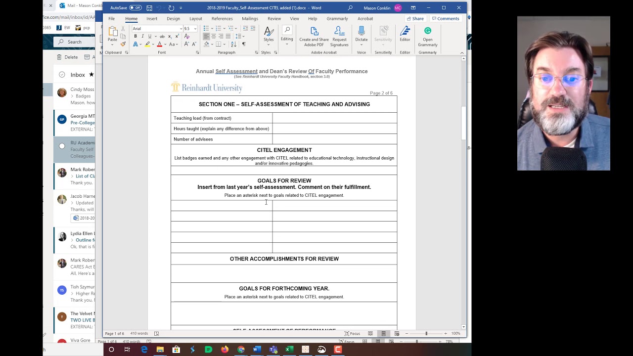 Sharing Badge on Faculty Self Evaluation Form