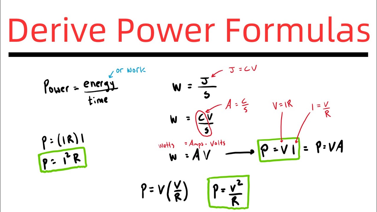 Deriving The Three Power Formulas For Electric Circuits
