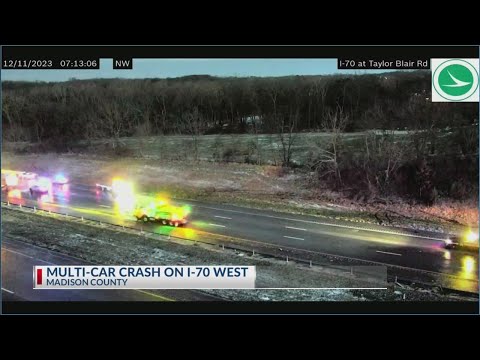 Nearly 20-car crash closed I-70 West in Madison County