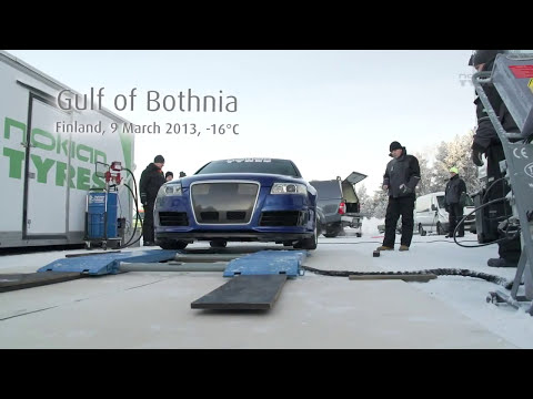 The digital tire gauge HIPREMA 3 used in the Nokian fastest car on ice !!