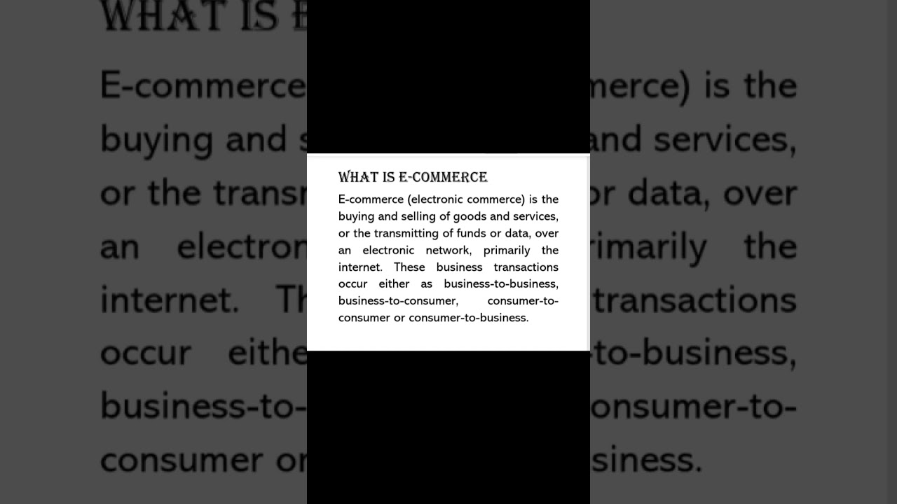 What is e-commerce #ecommerce #what