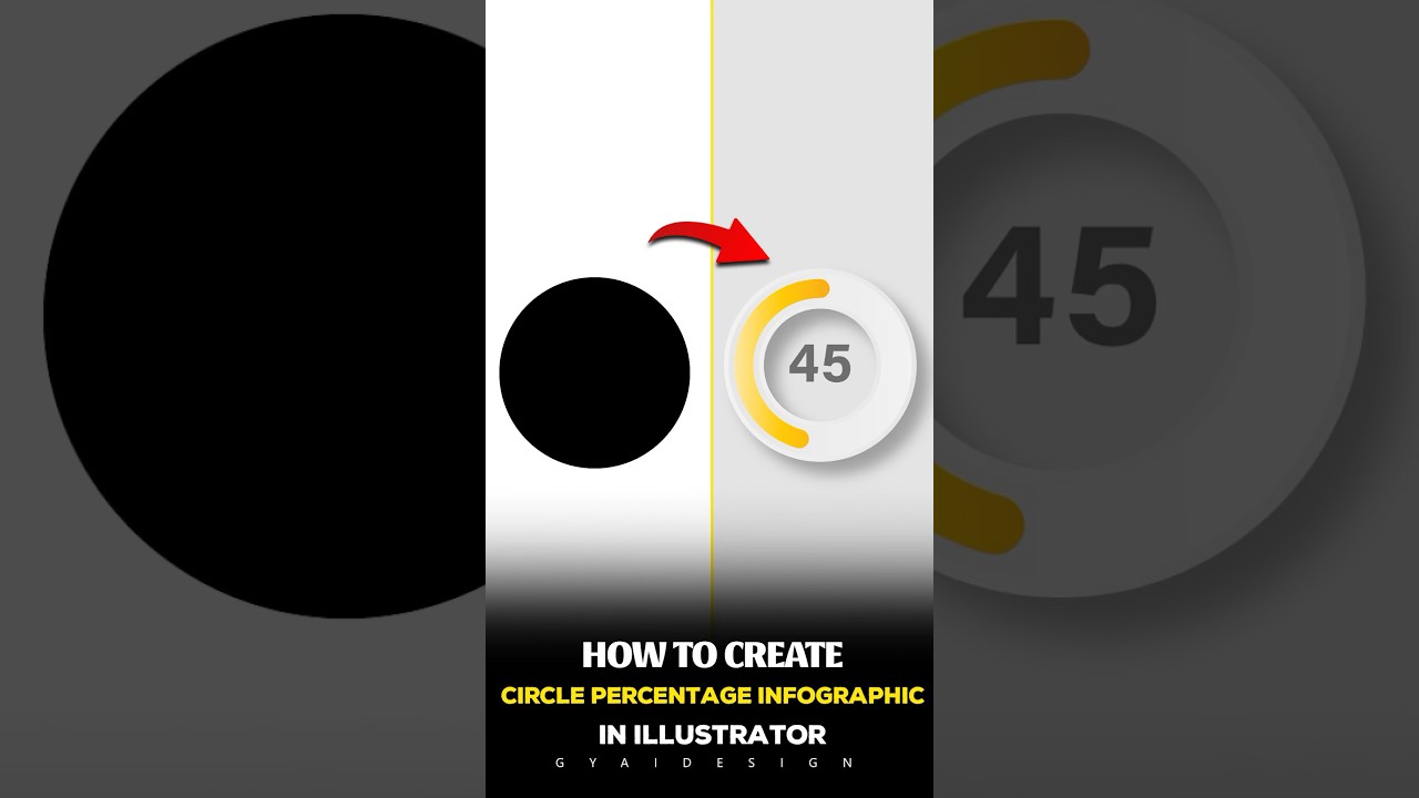 How to create circle percentage infographic in illustrator - Illustrator tutorials - #shorts