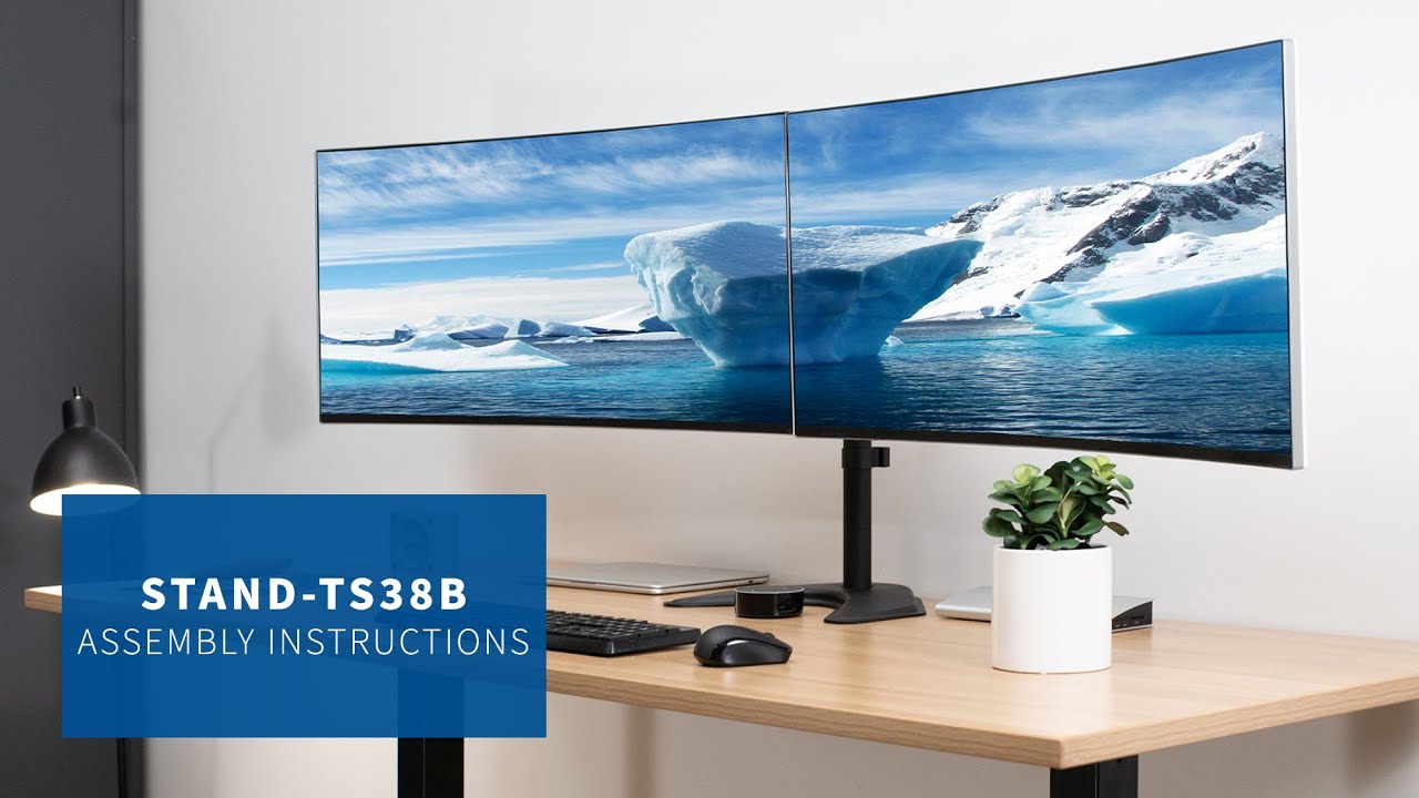 STAND-TS38B Telescoping Dual Monitor Desk Stand Assembly by VIVO