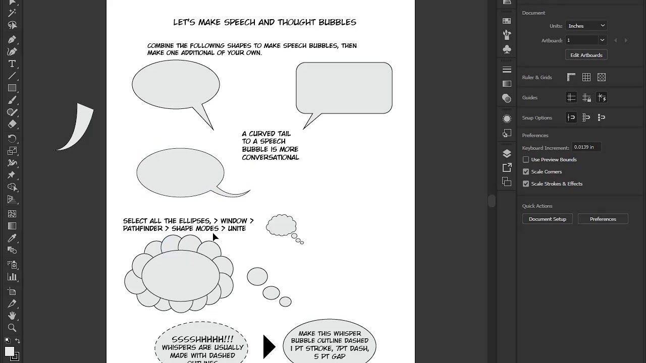 Making speech bubbles and thought bubbles