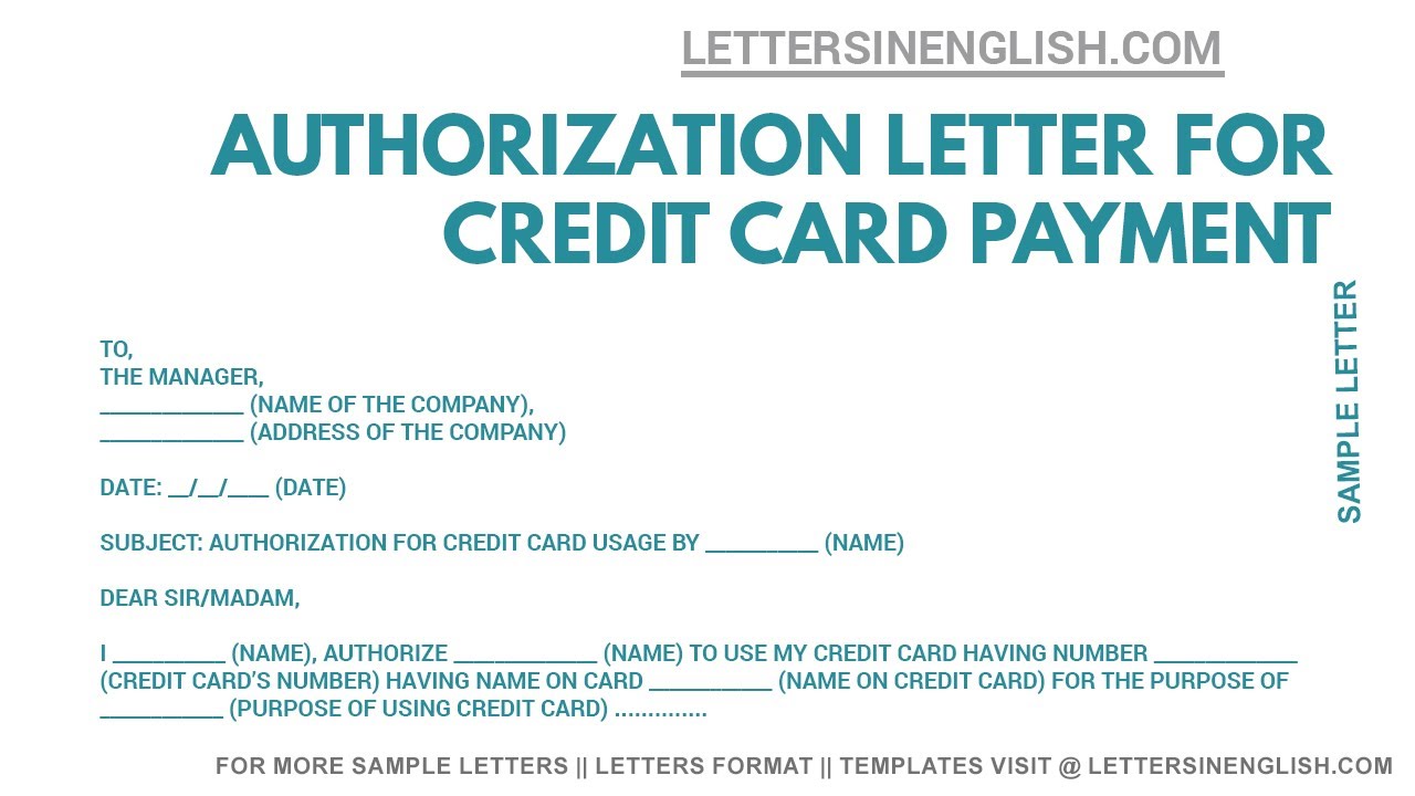 Authorization Letter For Credit Card Payment – Authorization Letter for Bank  | Letters in English