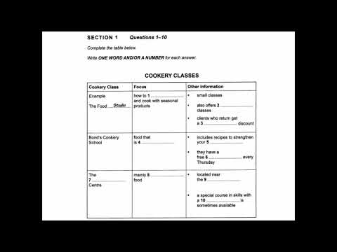 Cookery classes || CAMBRIDGE BOOK 13 test1 || IELTS #listening