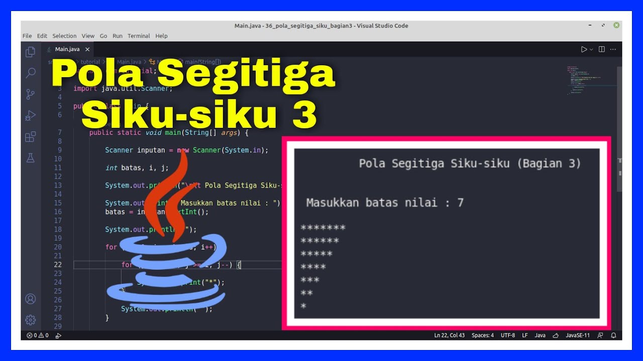 Membuat Pola Segitiga Siku-siku dengan Bintang (Bagian 3) | Java