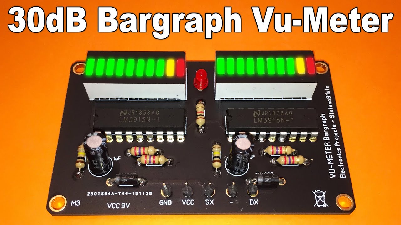 LM3915 BarGraph Stereo Vu Meter ( 30dB / 20 LED ) - PCB Tutorial