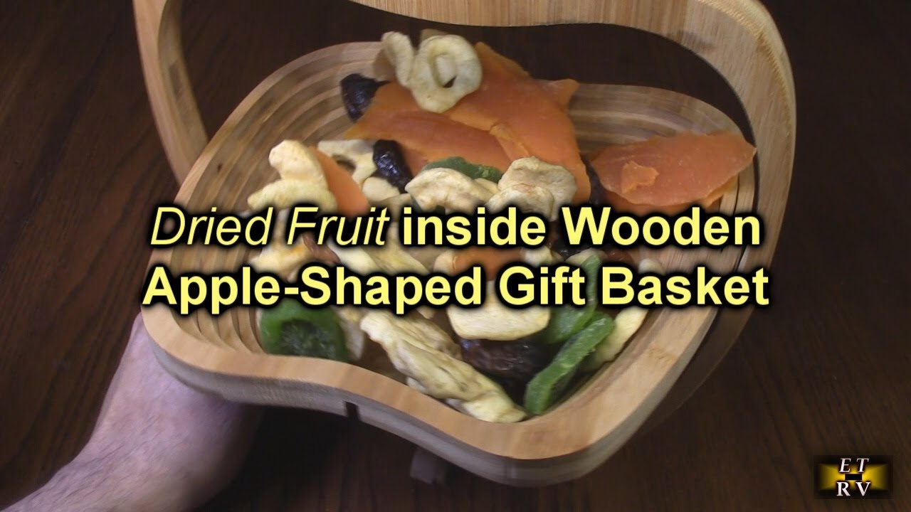 Nut Cravings Gourmet Collection - Dried Fruit Wooden Apple-Shaped Gift Basket + Tray REVIEW