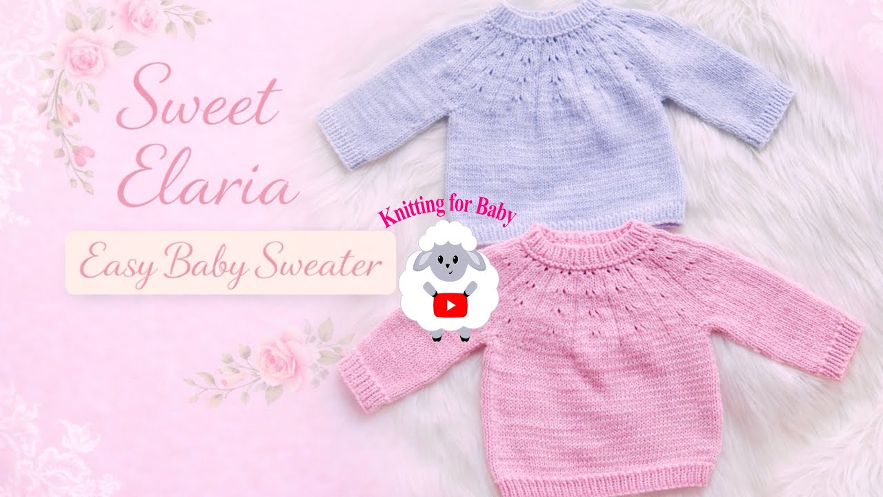 Easy Knit Top Down Baby Sweater | Eyelet Round Yoke | Beginner Friendly NB-3Yrs LEFT HAND