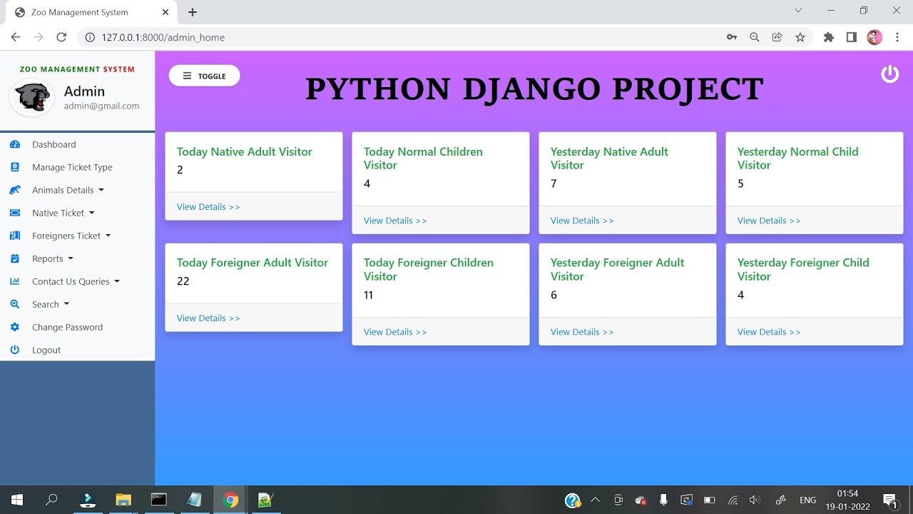 Zoo Management System Project || Python Django Project