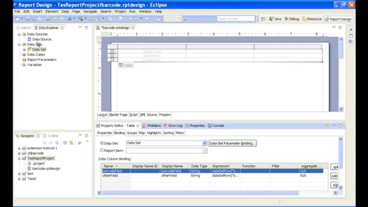 Barcodes for Edlipse Birt , tutorial