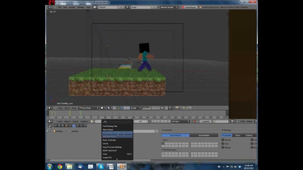 How to make 3D minecraft animations with blender
